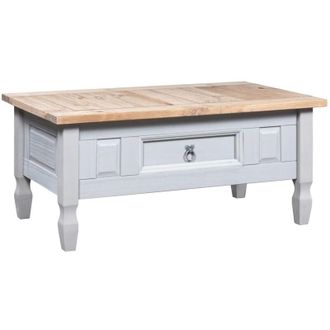 vidaXL Table basse en bois en pin mexicain avec tiroir de table diff&eacute;rentes couleurs Couleur : gris