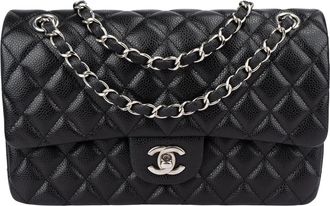Chanel Crossbody Bags - Chanel Quilted Caviar Leather Palladium Medium Dou - Gr. unisize - in Schwarz - f&uuml;r Damen