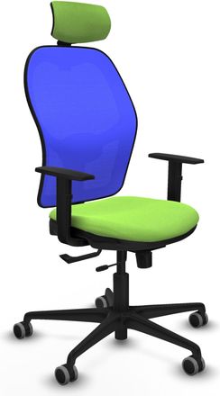 Piqueras y Crespo Ergonomischer gepolsterter Chorquera Stuhl mit 1D-Armen, h&ouml;henverstellbare Lendenwirbelst&uuml;tze und Kopfteil, h&ouml;henverstellbar und neigbar, Blau/Pistazi