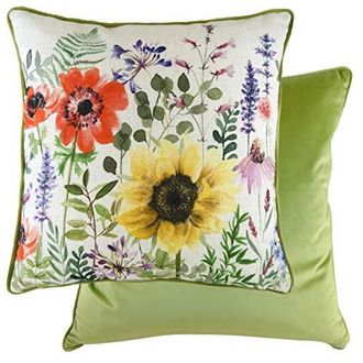 furn. Evans Lichfield Kissen, Motiv Wild Flowers, Polyester, gefüllt, Mehrfarbig, 43 x 43 cm