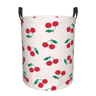 Generic Rote Kirschen W&auml;schekorb Rund W&auml;schesammler Wasserdichter W&auml;schebeh&auml;lter F&uuml;r W&auml;schesack Spielzeug Waschk&uuml;che