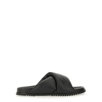 Rick Owens Homme, Chaussures, Noir, Taille: 40 EU Leather Slide Sandal