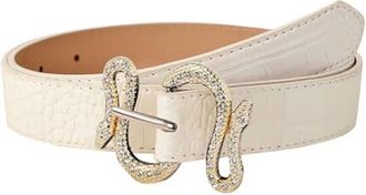 Generic Ceinture fine en cuir serpent ceinture femmes design boucle taille ceinture mode gants construction, Blanc., taille unique