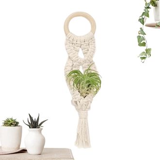 Generic Display Air Plant Stand - Elegante Makramee Baumwollpflanzenhalter | Hängende Pflanzkorb drinnen für Wohnkultur, entspannender Balkon und Schlafzimmer