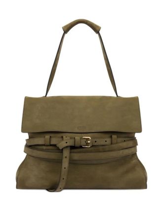 Moschino Hobo Bags - Structured Olive Green Foldover Top Bag - Gr. unisize - in Braun - f&uuml;r Damen