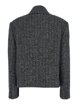 Dolce & Gabbana Womens Grey Double-Breasted Wool Blend Jacket Virgin Blazers