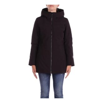 Woolrich Femme, Manteaux, Noir, Taille: 42 FR Manteau noir à capuche avec fermeture éclair