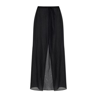 Balmain Pantalon de plage en soie avec monogramme - Femme - Maillots de bain - Noir - Taille: 38/40 FR