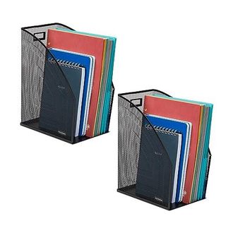 Mind Reader Lot de 2 porte-revues Jumbo en maille m&eacute;tallique - Organiseur de bureau - Noir