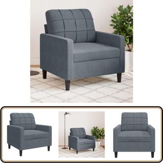 vidaXL Vidaxl - Fauteuil Gris foncé 60 cm Velours - Canapé Gris - Fauteuils Confortables - Canapé Velours - Meubles Salon - Décoration Intérieur
