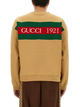 Gucci Web Ribbon Cotton Sweatshirt - Beige