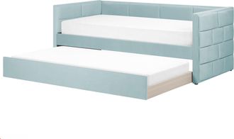 Beliani Tagesbett Samtstoff grün mit Lattenrost 90 x 200 cm ausziehbar modern Chavonne