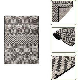 vidaXL Tapis &agrave; tissage plat dext&eacute;rieur 120x170 cm Rayures noires - Tapis Exterieur - Tapis De Terrasse - Tapis Balcon - Tapis R&eacute;sistant Aux Intemp&eacute;ries
