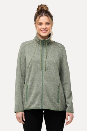 Ulla Popken Sweatjacke Strickfleece-Jacke Rauten Stehkragen Zipptaschen