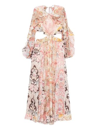 Zimmermann Gerüschtes Daylight Billow Maxikleid mit Blumen-Print - Rosa
