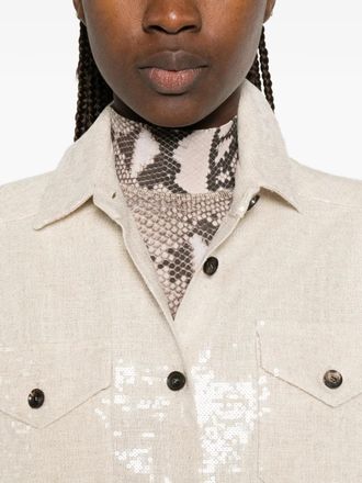 Kiton Womens Sequin-Embellished Button-Up Jacket Ss26 W