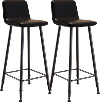 Generic Barhocker, 2er-Set hohe Hocker, K&uuml;chenst&uuml;hle mit R&uuml;cken- und Fu&szlig;st&uuml;tze, gepolstert mit PU-Leder, H&ouml;he 65/75 cm