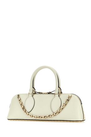 Valentino Garavani Womens Ivory Leather Rockstud East-West Handbag Exterior: Calf Lining Borse A Mano Bag