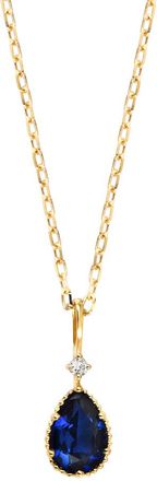 Edenly Azuréna Halskette - 9-karätiges Gelbgold, synthetischer Saphir und Diamant