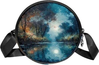 Generic Petit sac &agrave; bandouli&egrave;re Circle pour femme, petit sac &agrave; bandouli&egrave;re avec fermeture &eacute;clair, bretelles r&eacute;glables, sac &agrave; main rond d&eacute;contract&eacute; pour femmes