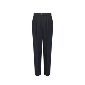 Dior Luxuri&ouml;se Wolle Seide Schwarze Hose - - Trousers - Damen - Schwarzk - S