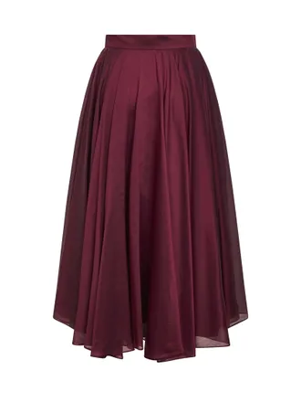 Blanca Vita Womens Burgundy Voile Full Midi Skirt Cupro