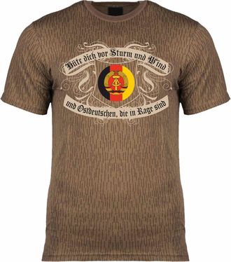 Spass Kostet Herren NVA T-Shirt Strichtarn H&uuml;te Dich vor Sturm Wind und OSTDEUTSCHEN DDR