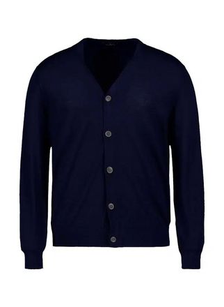 Hackett Herren Pullover blau Merinowolle unifarben