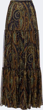 Etro Jupe longue en soie m&eacute;lang&eacute;e