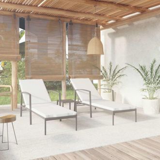 vidaXL Vidaxl - Chaises longues lot de 2 avec table r&eacute;sine tress&eacute;e noir
