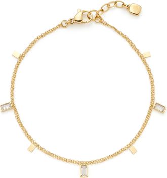 Leonardo Armband Ciao Liora, Arm-Schmuck aus goldfarbenem Edelstahl, rechteckige Plättchen und klare Baguette Glassteine, 18-20 cm Länge, Schmuck Damen, 024457