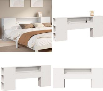 vidaXL Kopfteil mit Stauraum Wei&szlig; 200 cm Massivholz Kiefer - Vidaxl