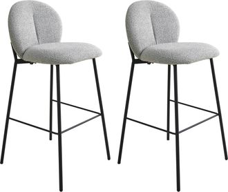 Sch&ouml;ner Wohnen Kollektion Barstuhl 2-er Set Forde/Bezug in grau, Gestell in schwarz/Boucl&eacute;-Bezug, mit Fu&szlig;st&uuml;tze und R&uuml;ckenlehne/Barhocker/Tresenhocker/B 47, H 103, T 52 cm