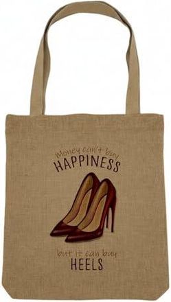 Fabulous Sac Shopping Tote Bag Aspect Lin - Heels - Money Cant Buy Happiness Shoes Sac de Courses Toile Epaisse 360g Beige Naturel Cabas Port&eacute; Epaule Solide Im