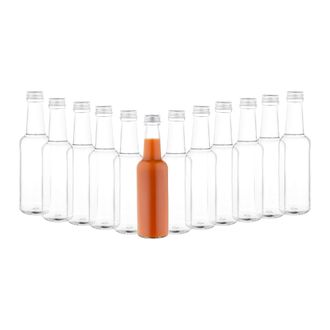 MamboCat 12er Set Geradhalsflasche 250 ml + Schraubverschluss Silber I Abf&uuml;llen von Essig & &Ouml;l, Sirup, Most, Bier, Lik&ouml;r, Saft + Wein I runde Trinkflaschen