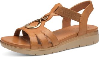 Jana Damen Sandalen flach zum Schlupfen Vegan, Braun (Tan), 37 EU