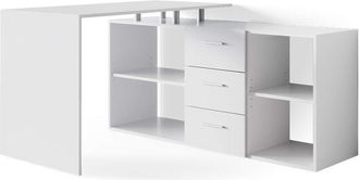 Vicco Eckschreibtisch Dante, Winkelschreibtisch, Weiß, 145 x 120 cm