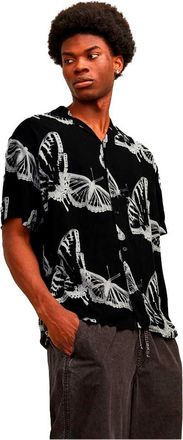 Jack & Jones Herren Jcojeff AOP Resort Shirt Ss Relax Kurzarmhemd 12252536,White/AOP:Butterfly AOP,S
