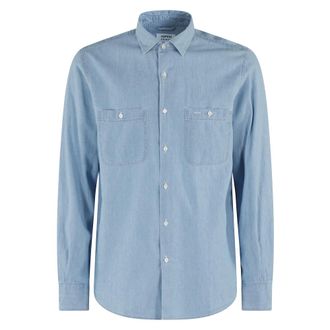 Aspesi Homme, Chemises, Bleu, Taille: 2XL Chemise Slim Chambray Coton Bleu Clair
