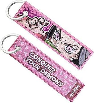 Generico Porte-clés Anime Demon Nezuko Kamado Porte-clés Moto, Voiture, Sac à dos, clés, porte-clés pour motards, porte-clés original en tissu Manga, orange, 1