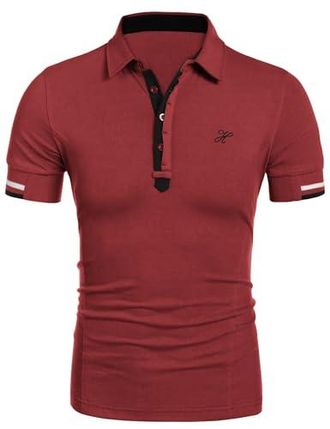 Coofandy Polo Basique pour Homme, Coupe ajust&eacute;e, uni, d&eacute;contract&eacute;, pour Le Sport, Les Loisirs, Le Golf (vin Rouge XL)