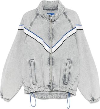 BOSS Jeansjacke mit Logo-Streifen - Grau