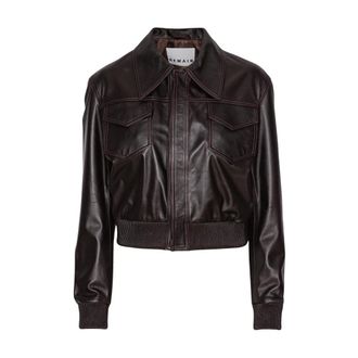 Remain Klassische Bomber Lederjacke - - Jackets - Damen - Braun - M