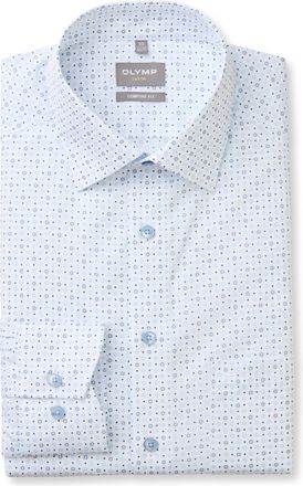 Olymp Herren Oberhemd Langarm Luxor,Rotationsdruck auf Uni,466 Comfort Fit 20,13 New Kent,Weiss 00,46