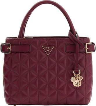 Guess Handtasche Umh&auml;ngetasche Paisleigh Small Satchel Burgundy weinrot