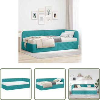 vidaXL vidaXL Ecksofa - Eckbettgestell T&uuml;rkis 90 x 200 cm Samt