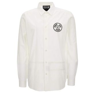 Versace Jeans Couture Logo-besticktes Baumwollhemd - - Shirts - Herren - Wei&szlig; - XL