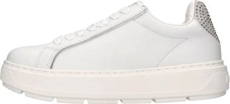 Love Moschino Femme, Chaussures, Blanc, Taille: 39 EU Baskets &agrave; lacets orn&eacute;es