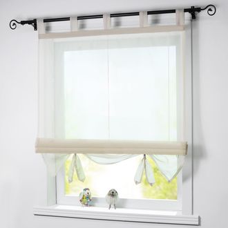Joyswahl Raffrollo Voile Schlaufenrollo Sarah Moderne Gardine Transparente Raffgardinen BxH 100x155cm Sand 1er Pack