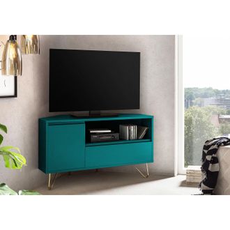 Loftscape home24 Eck-Lowboard Rodi MDF Mitteldichte Holzfaserplatte, lackiert Blau/Petrol 100 x 58 x 50cm